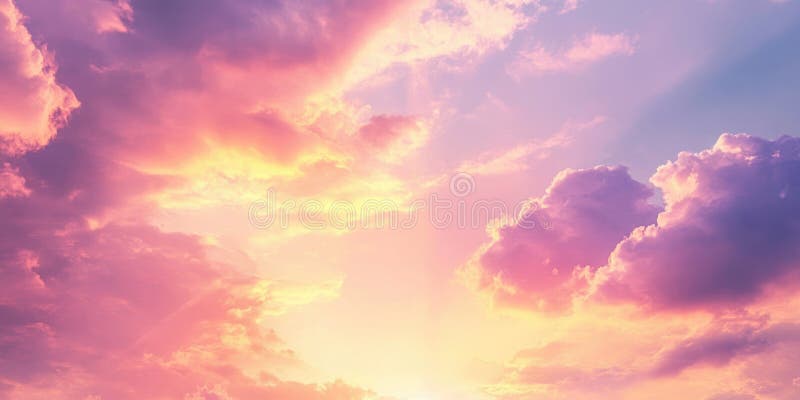 A Dreamlike Sunset Sky with Cotton Candy Clouds for Nature, Landscape ...