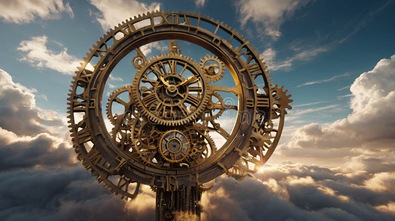 Dreamlike Surreal Clockwork Sky Stock Illustration - Illustration of ...