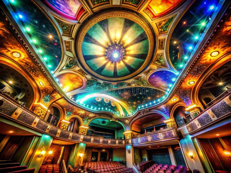 A Dreamlike Theater Ceiling Intricate Architecture Dramatic Spotlights ...