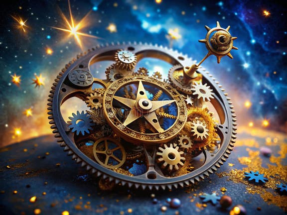 A Dreamlike TiltShift Landscape Clockwork Gears Manipulate Stars in a ...