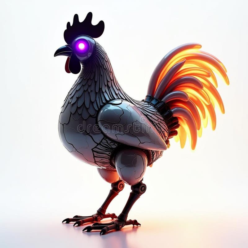 Robot Rooster Isolated on White Background Stock Illustration ...