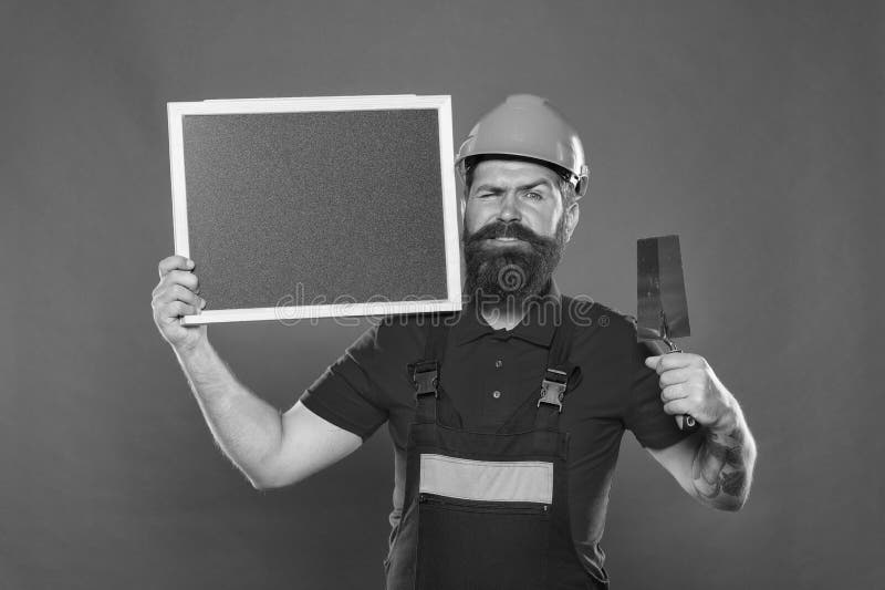 Dreams Come True. Skillful Plasterer. Successful Renovation. Bearded ...