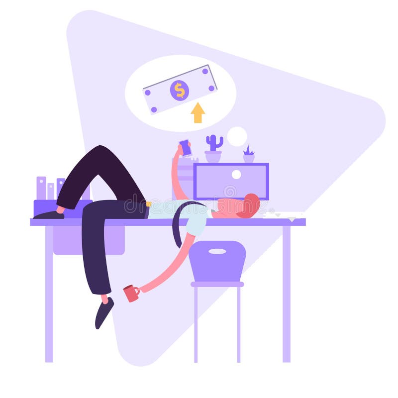 Dreams of Earning,a Short Break of an Office Worker in the Workplace ...