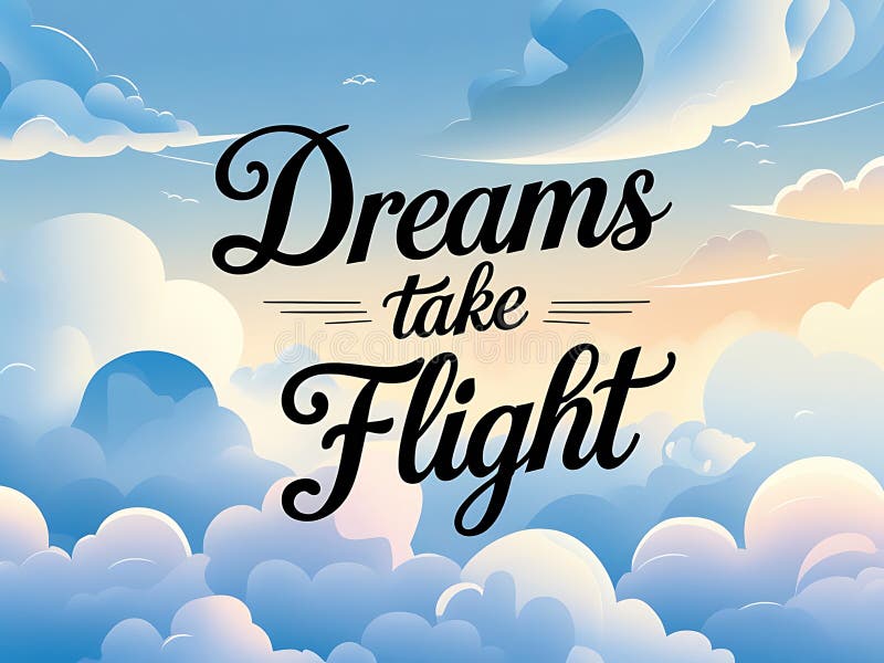 Dreams Take Flight among Fluffy Clouds Stock Illustration ...