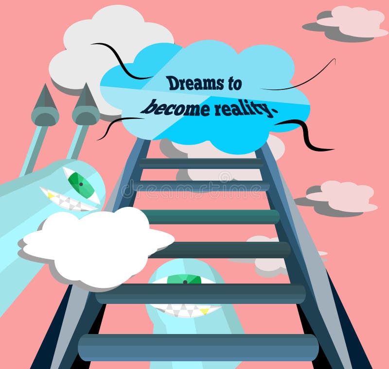 Dreams to become reality stock vector. Illustration of moon - 53097630