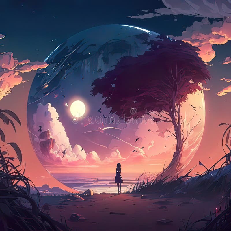 Dreamscape Anime Wallpaper stock illustration. Illustration of artwork ...