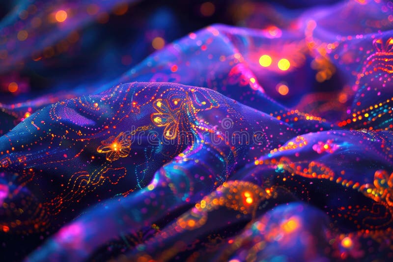 A Dreamscape of Fabric with Cosmic Patterns Glows with Luminescent ...