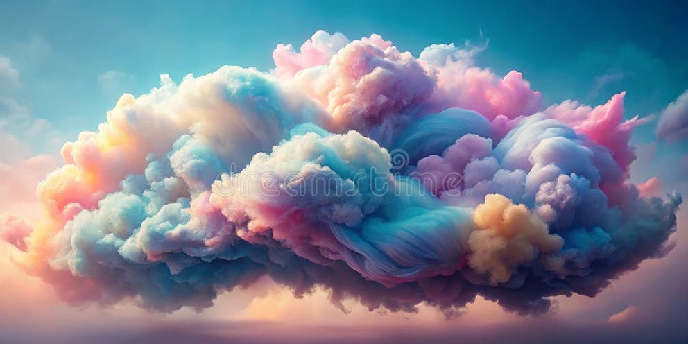 Dreamscape Pastel Cloud Composition, AI Art Stock Illustration ...