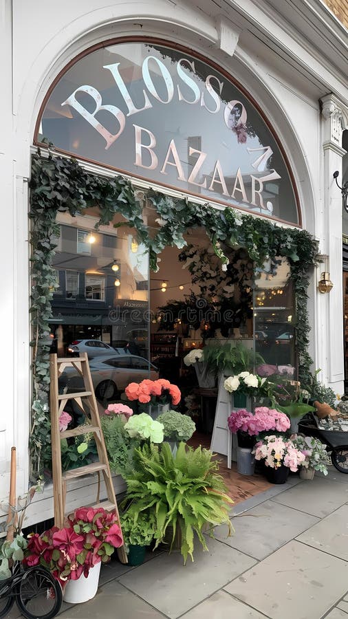 A Store Front View Flower Shop, Beautiful Flower Shop Front Decoration ...