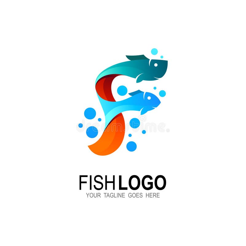 F Logo and Fish Design, Simple Abstract Logo Stock Vector ...