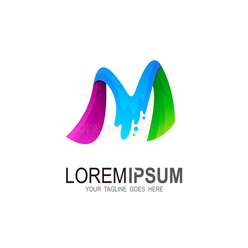 M Logo and Water Drop, Colorful Logos, Alphabet Design Stock Vector ...