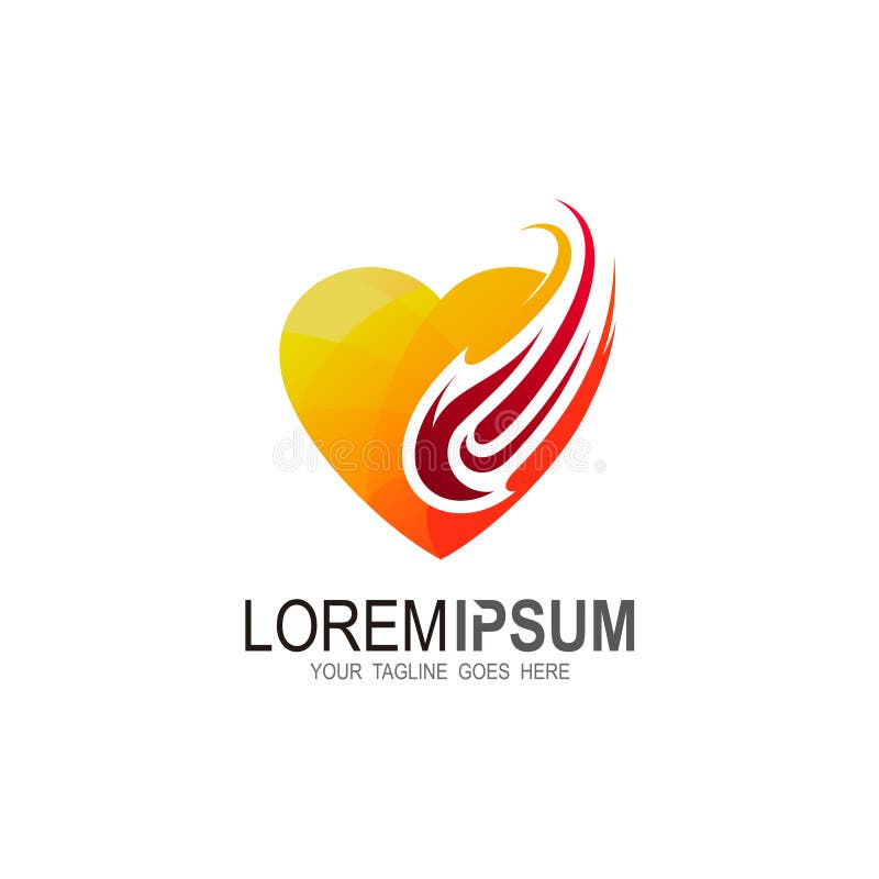 Fire Heart Logo Designs Concept Vector Stock Vector - Illustration of ...