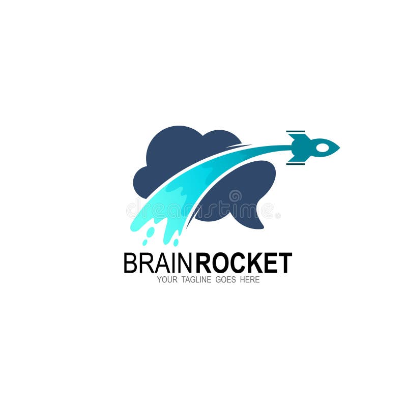 Brain Rocket Mind Boost Logo Design Template Stock Vector ...