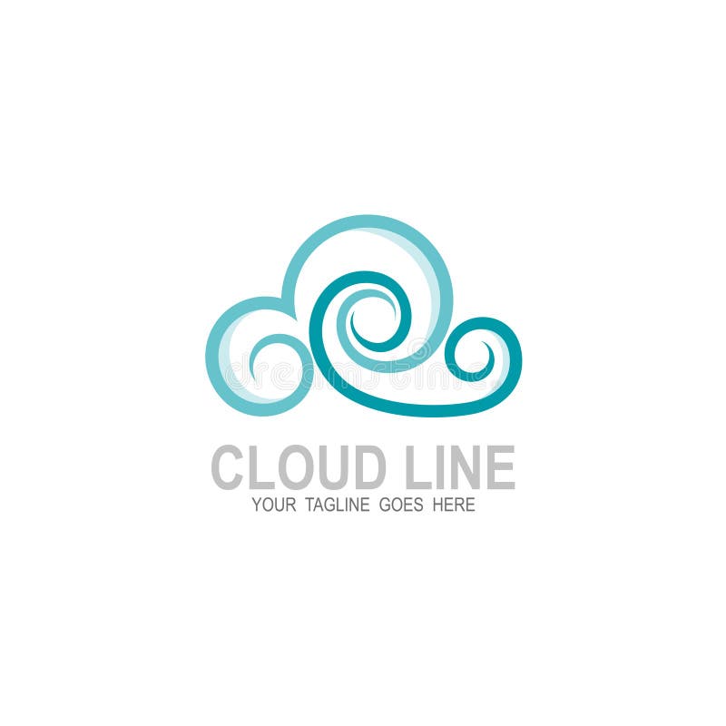 Cloud Logo with Line Design Vector, Blue Icons Stock Vector ...