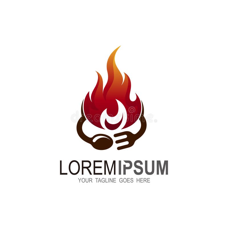 Fire Logo with Spoon and for Restaurant Logo Stock Vector ...