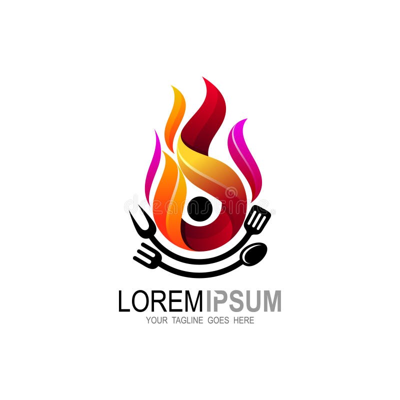 Fire Logo with Spoon and for Restaurant Logo Template Cooking Logo ...