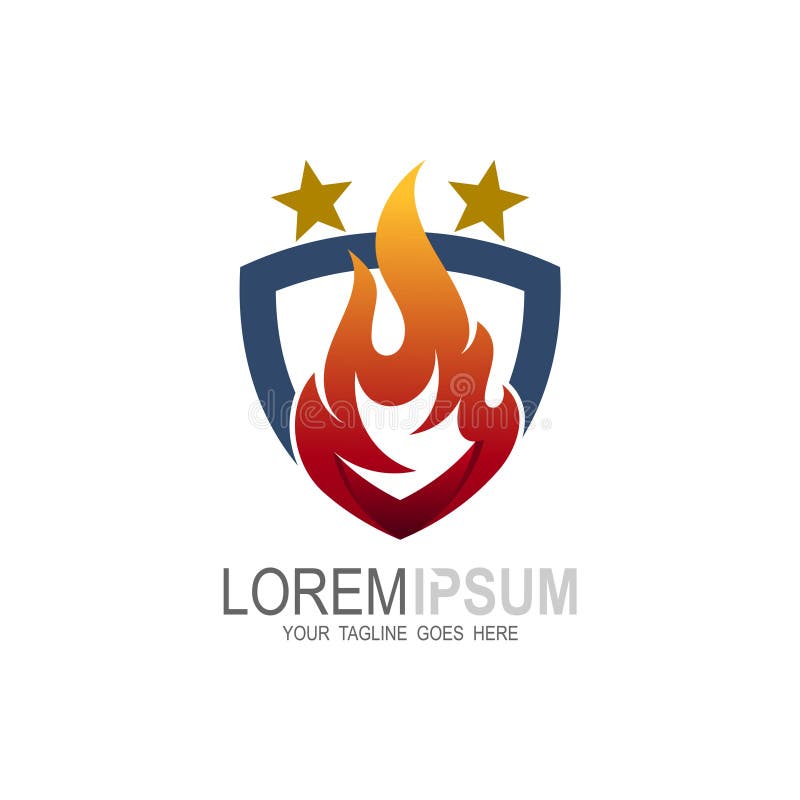 Fire Shield Logo Design Element. Fire Warning Sign Shield Stock Vector ...