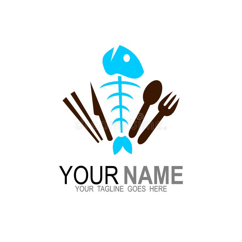 Fish and Cutlery Set Logo Design Stock Vector - Illustration of ...
