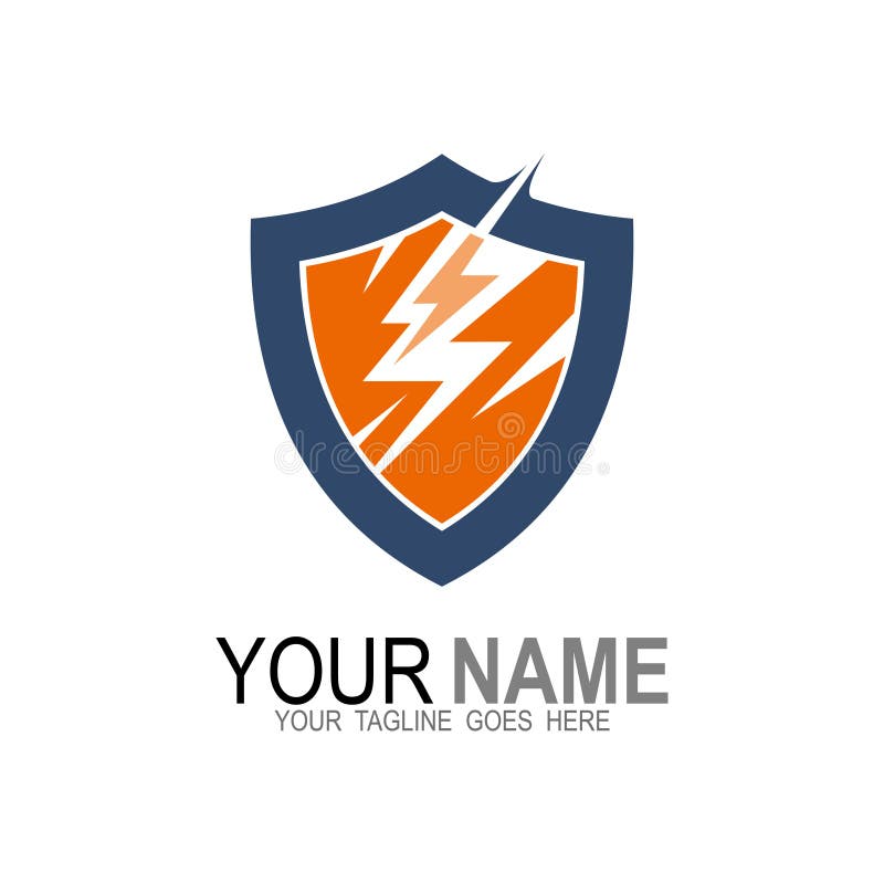 Lightning shield logo stock vector. Illustration of blue - 140338420
