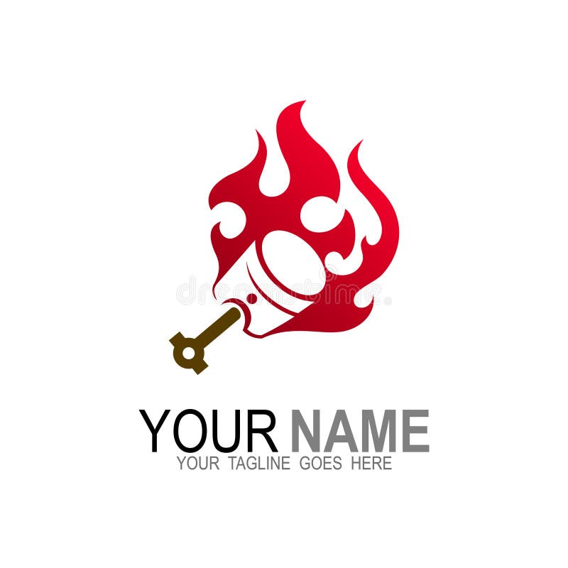 Workshop Logo with Burning Machine, Logo Ready To Use Stock Vector ...