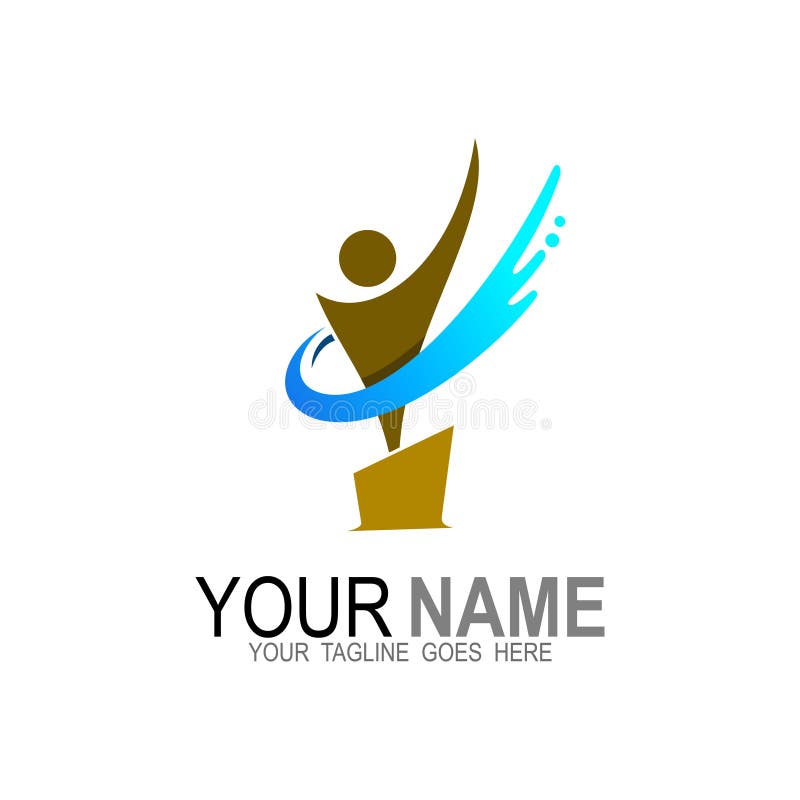 Trophy Logos and People, Champion Icons Template Stock Vector ...