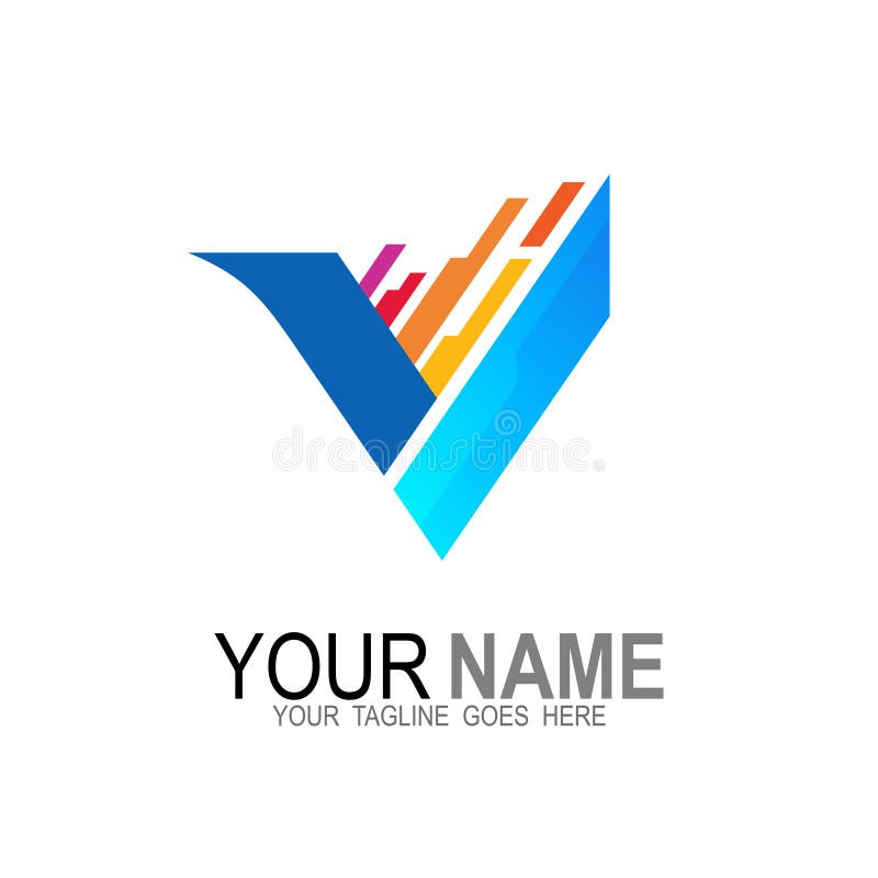 Logo Letter V, Line Logo, Speed Symbols and Delivery Services Stock ...