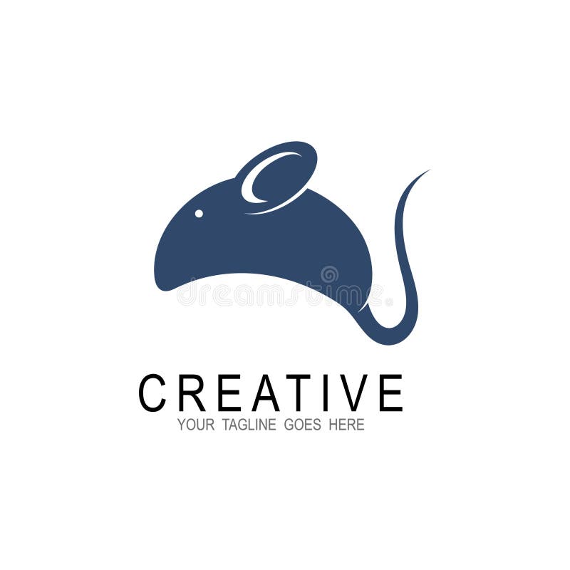 Mouse Logo Design Template with Flat Style Stock Vector - Illustration ...