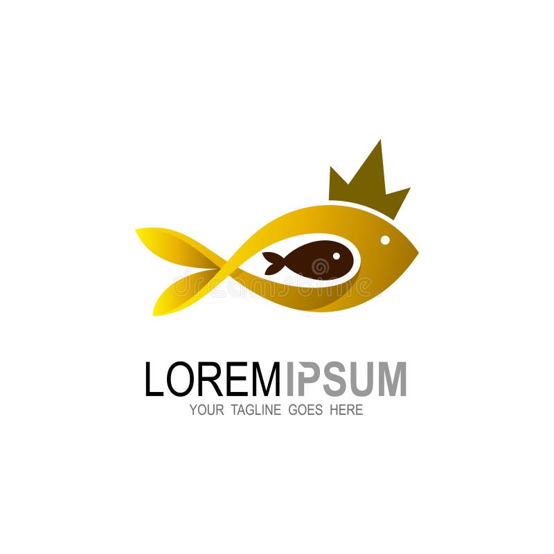 Fish Logo with Crown Design Illustration, Animal Marine Stock Vector ...
