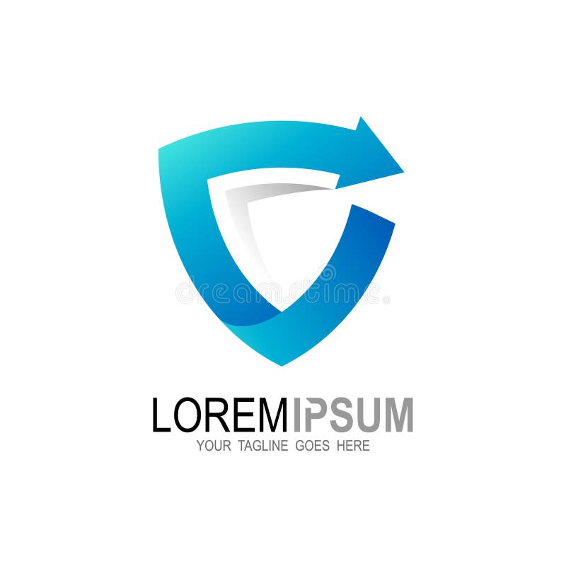 Shield Security with Arrow Logo Template, Technology Logo Design Stock ...