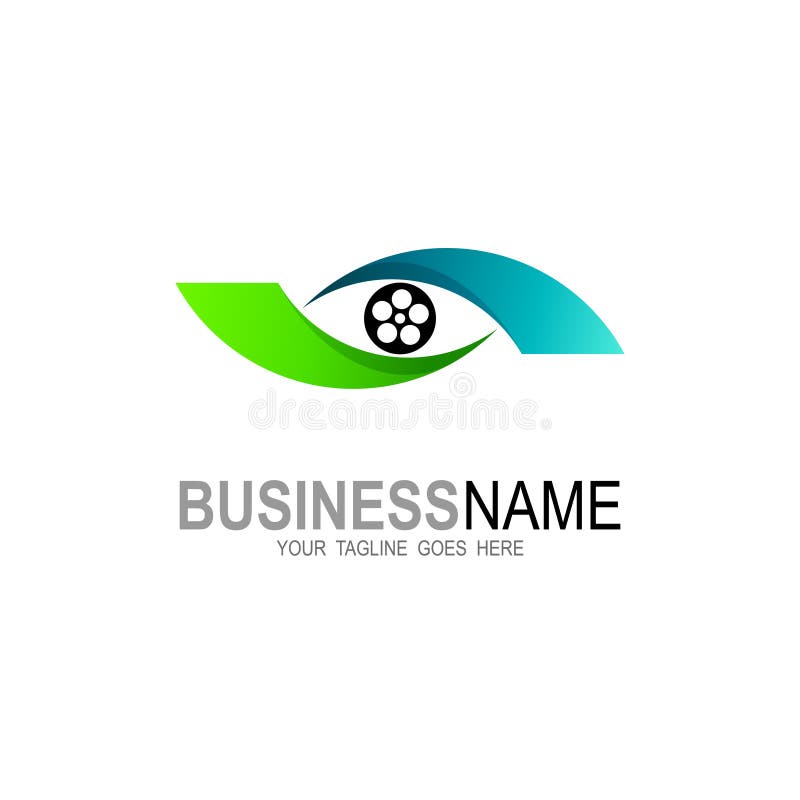 Eye Logo with Roll Cinematic Logo, Abstract Icon Film Stock Vector ...
