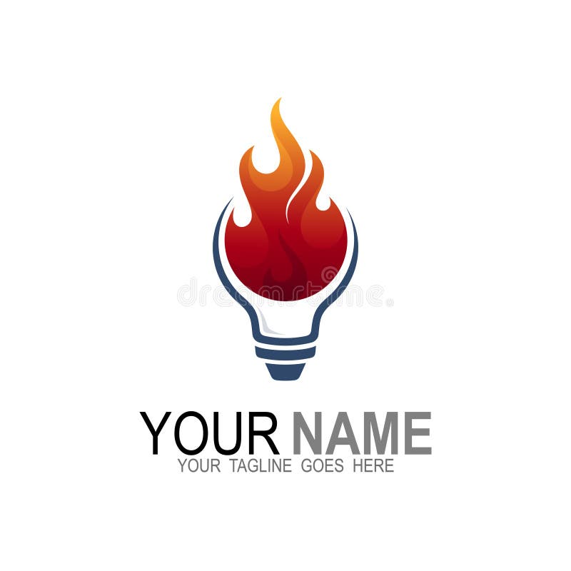 Light Bulb Logo and Combination of Fire Designs, Flame Illustration ...