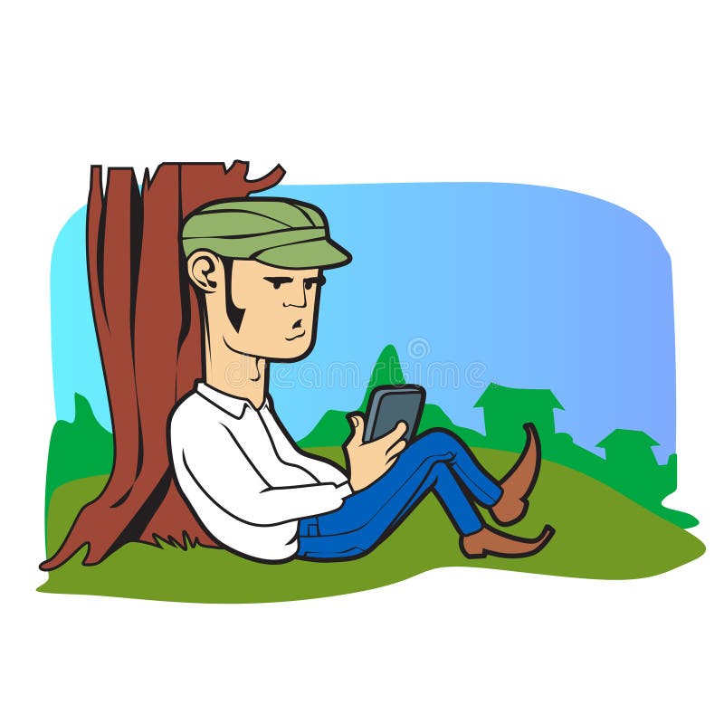 Man Sitting Under Tree Stock Illustrations – 627 Man Sitting Under Tree ...
