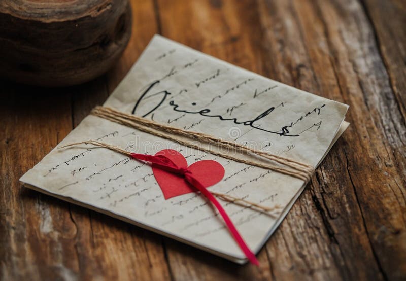 Heartfelt Friendship: Letter with Red Paper Heart Stock Illustration ...