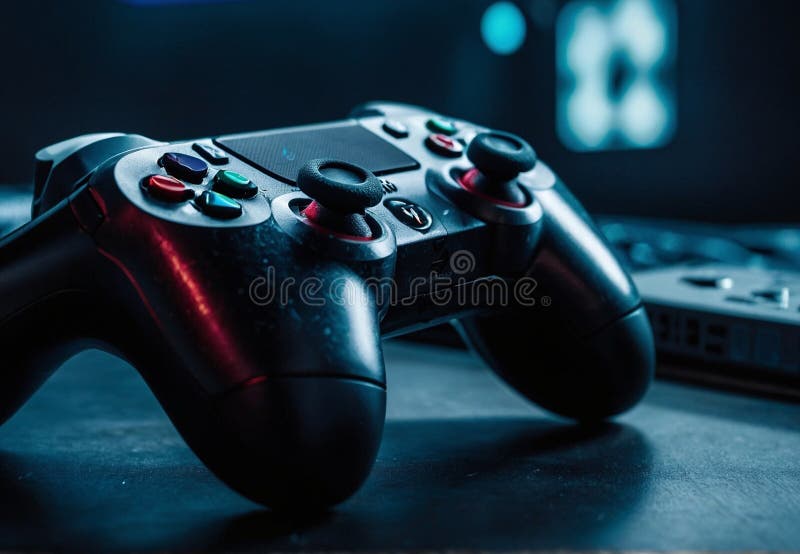 Gaming in the Dark: Console on Stone Table Stock Illustration ...