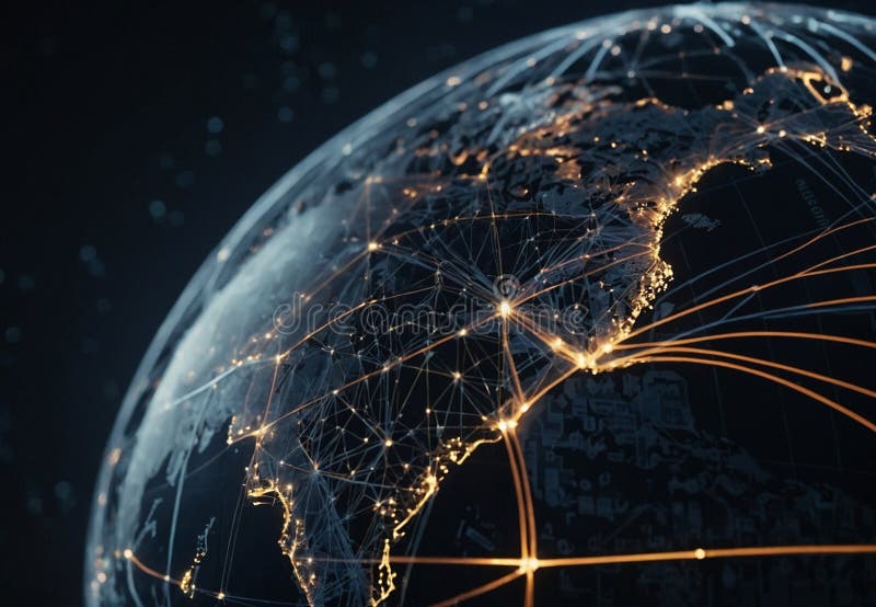 Global Connectivity: Earth Connected with Glowing Lines Stock ...