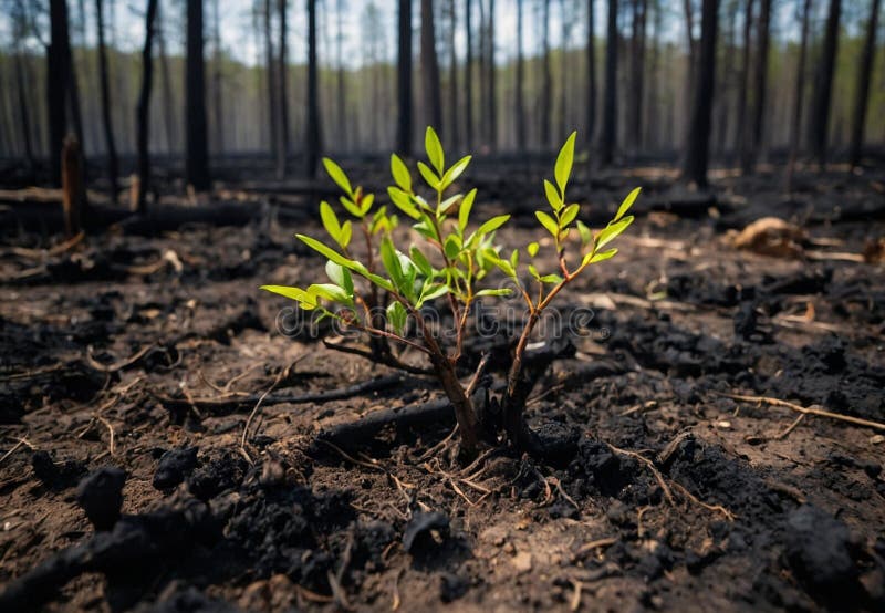 Symbol of Renewal: Young Brush Amidst Barren Forest Stock Photo - Image ...