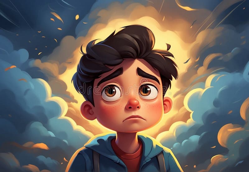 Sad Boy: Portrait of Emotion Stock Illustration - Illustration of mood ...