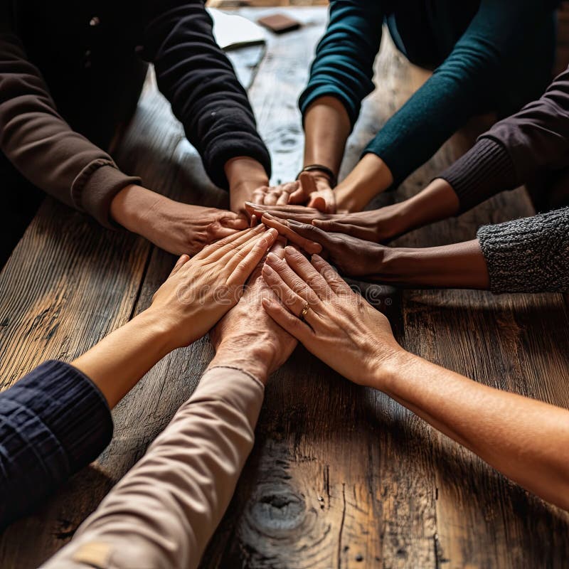 Diverse Hands Together Teamwork Unity Stock Illustration - Illustration ...