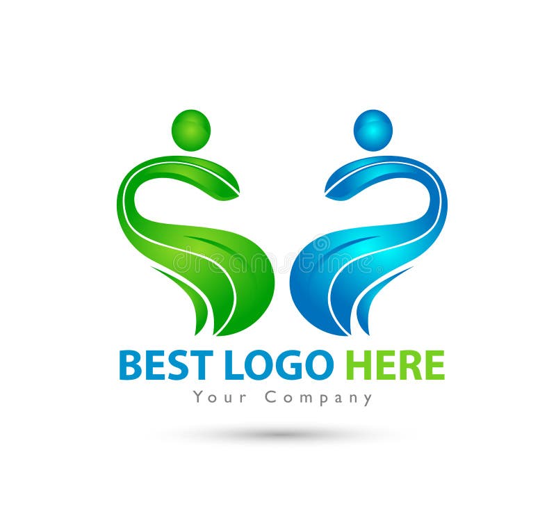 Happy Family Couple Together Logo People Family Green Blue Logo Stock ...