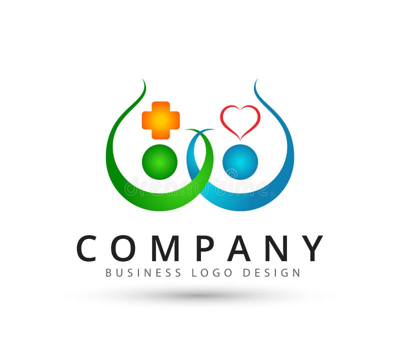 People Couple with Stethoscope Heart Medical Healthcare Logo Design ...