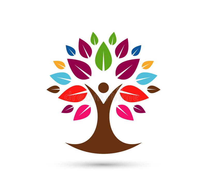 Green Tree Logo. Tree Care Logo Colorful Spirit Man Body Symbol Design ...