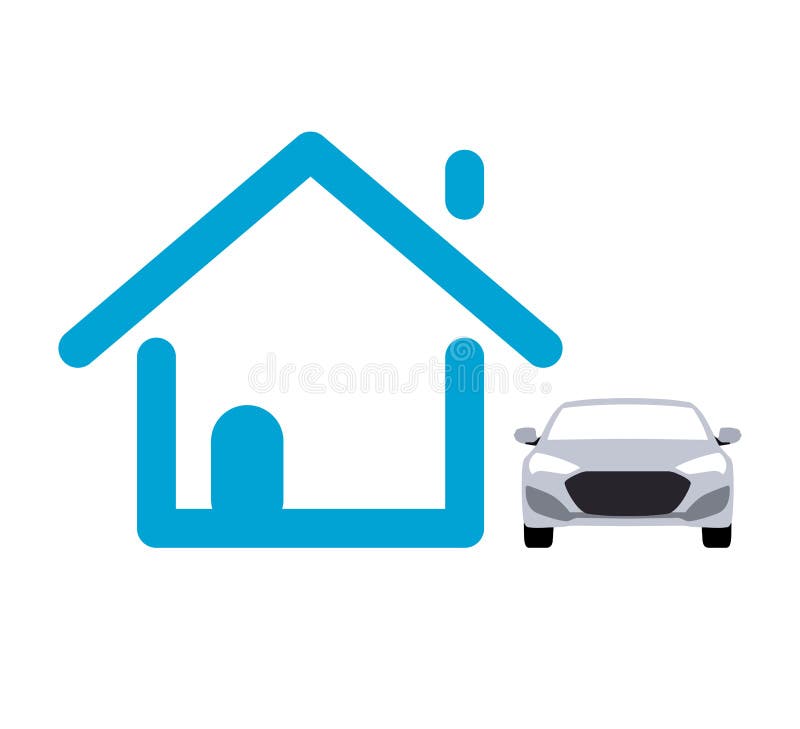 House with a Car Icon Vector. Stock Vector - Illustration of collection ...