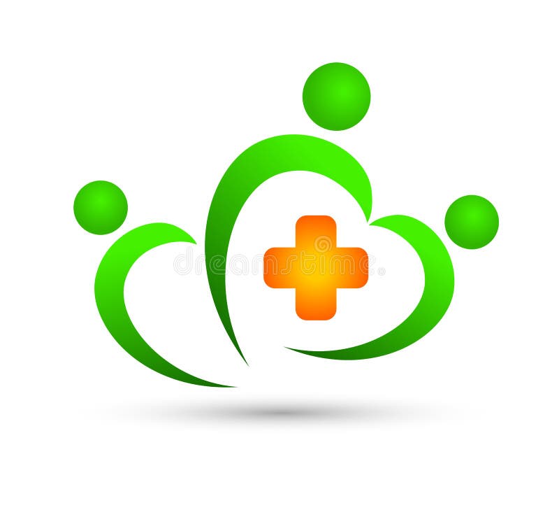 Heart Health Care Medical Cross Nature Leaves People Family Icon Logo ...