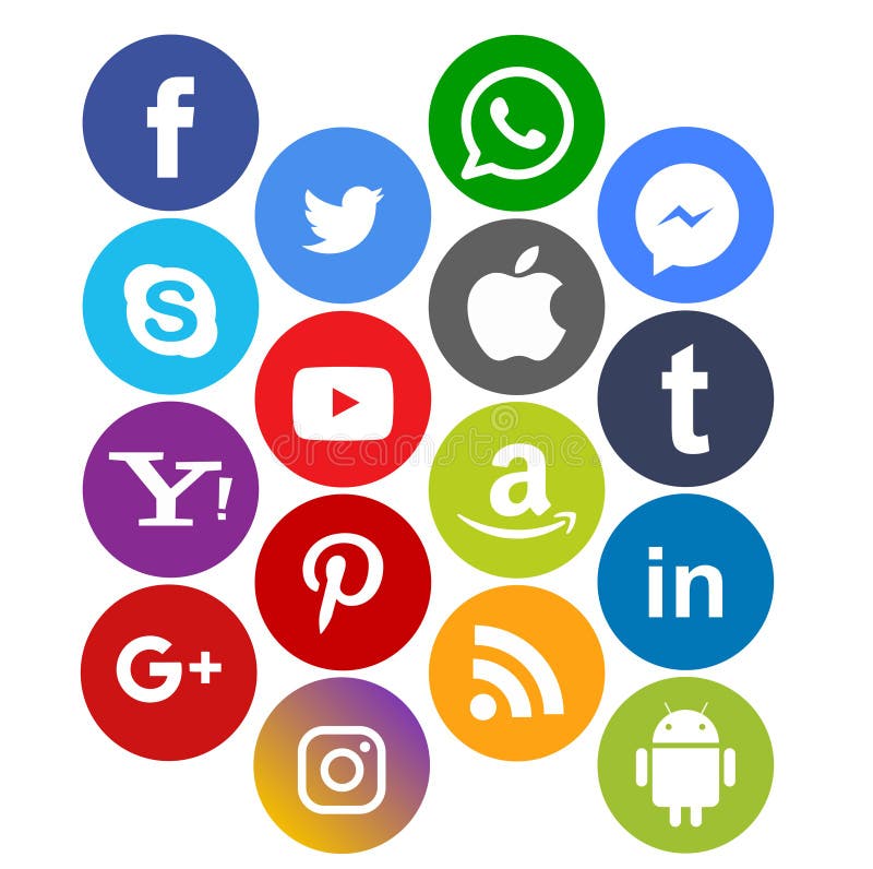 Set of Popular Social Media Icons Facebook, WhatsApp, Twitter ...