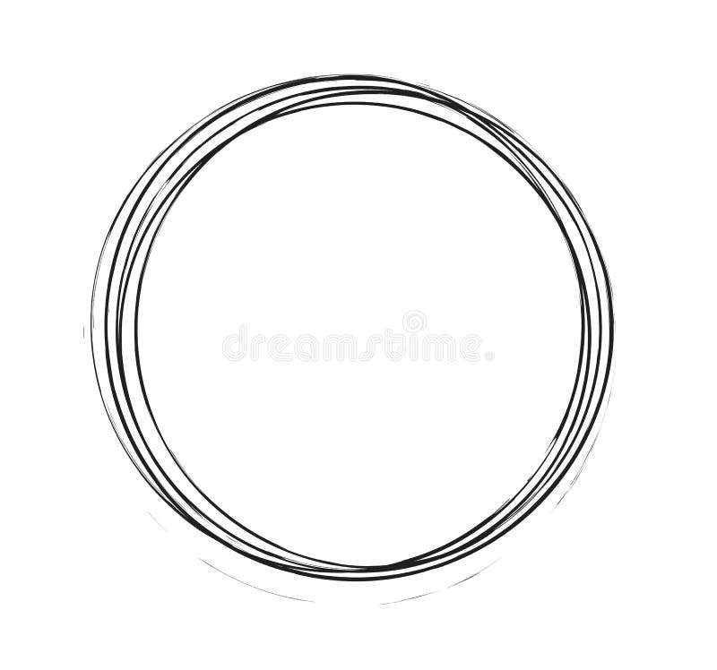 Hand Drawn Circle Line Sketch Drawing, Line Art Vector Circular ...