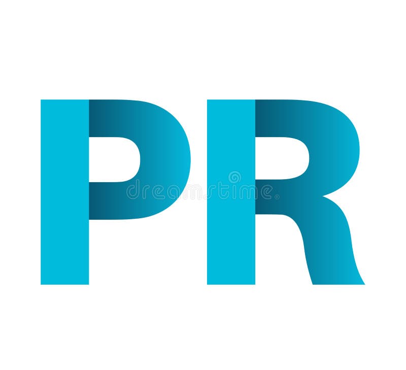PR Logo. Paper Strip Folded Style, Public Relations Emblem. Blue and ...