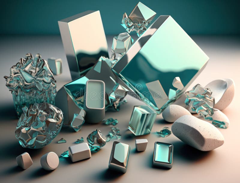 This Dreamy Abstract Composition of Overlapping Organic Shapes in Cyan ...