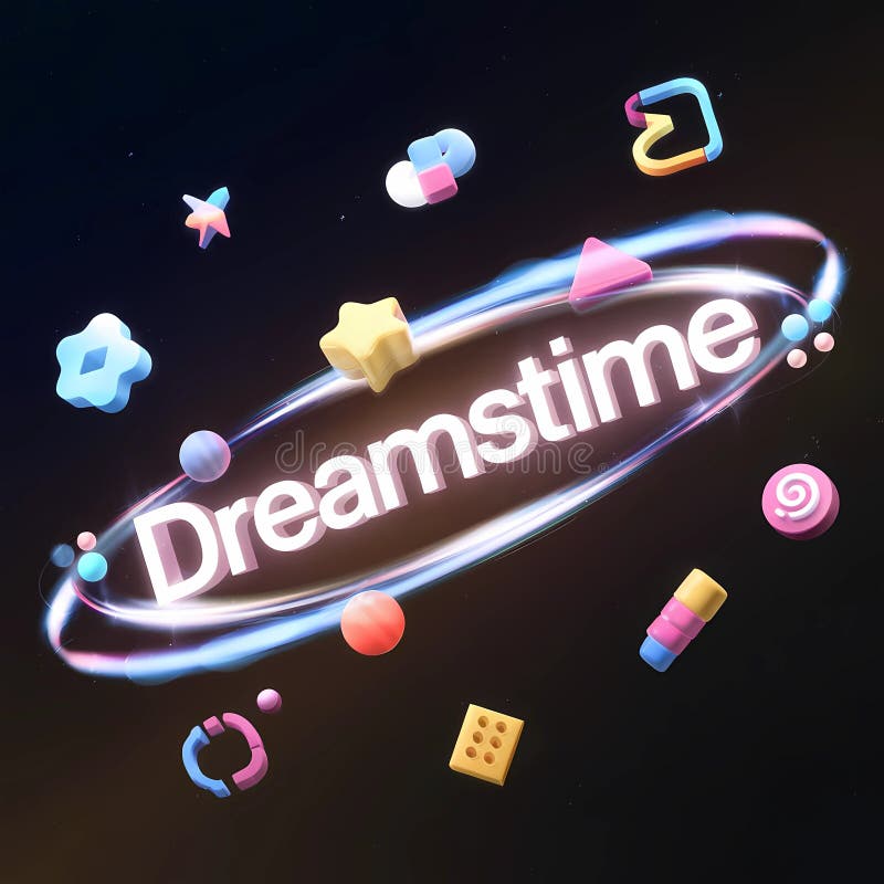 Dreamy Abstract Design with Floating 3D Elements and Dreamstime Logo ...