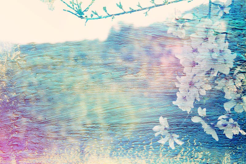 Dreamy and Abstract Image of Cherry Tree. Double Exposure Effect with ...