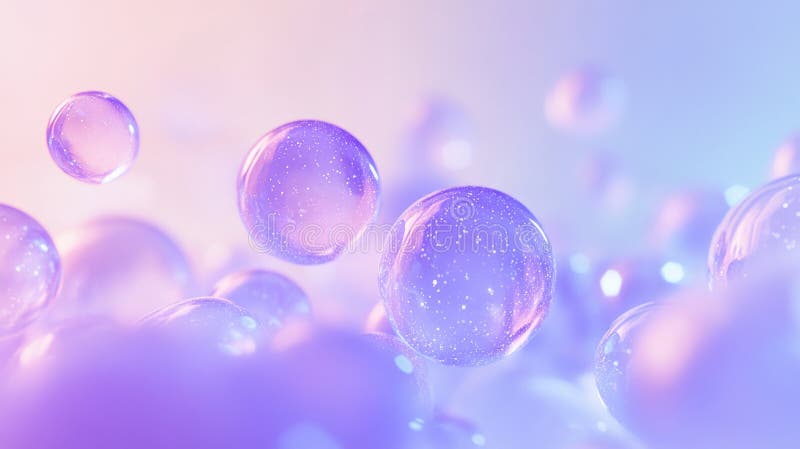Dreamy Abstract Scene with Floating Colorful Bubbles and Soft Pastel ...